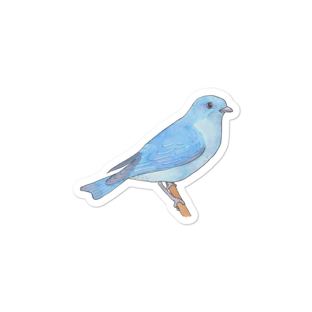 Mountain Bluebird Decal Watercolor Bird Art Bird Sticker Cute Animal ...
