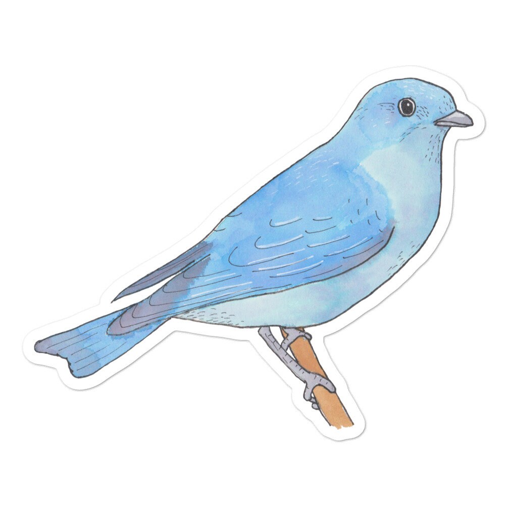 Mountain Bluebird Decal Watercolor Bird Art Bird Sticker Cute Animal ...
