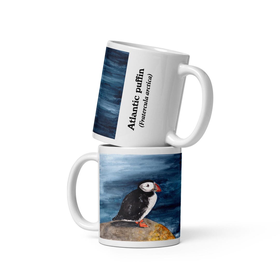 Atlantic Puffin Species Art and Name White Glossy Mug - Etsy