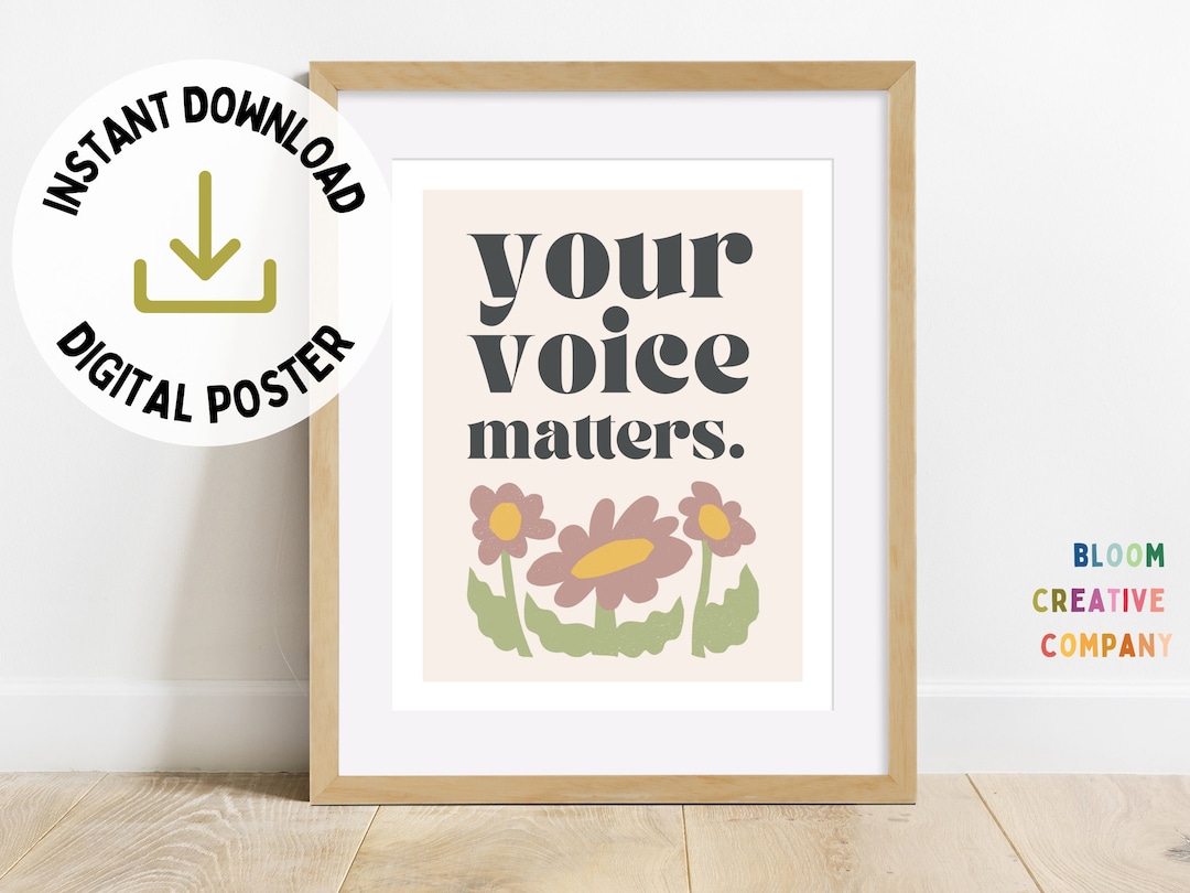 Your Voice Matters Floral Print | Therapy Office Decor | Mental Health ...