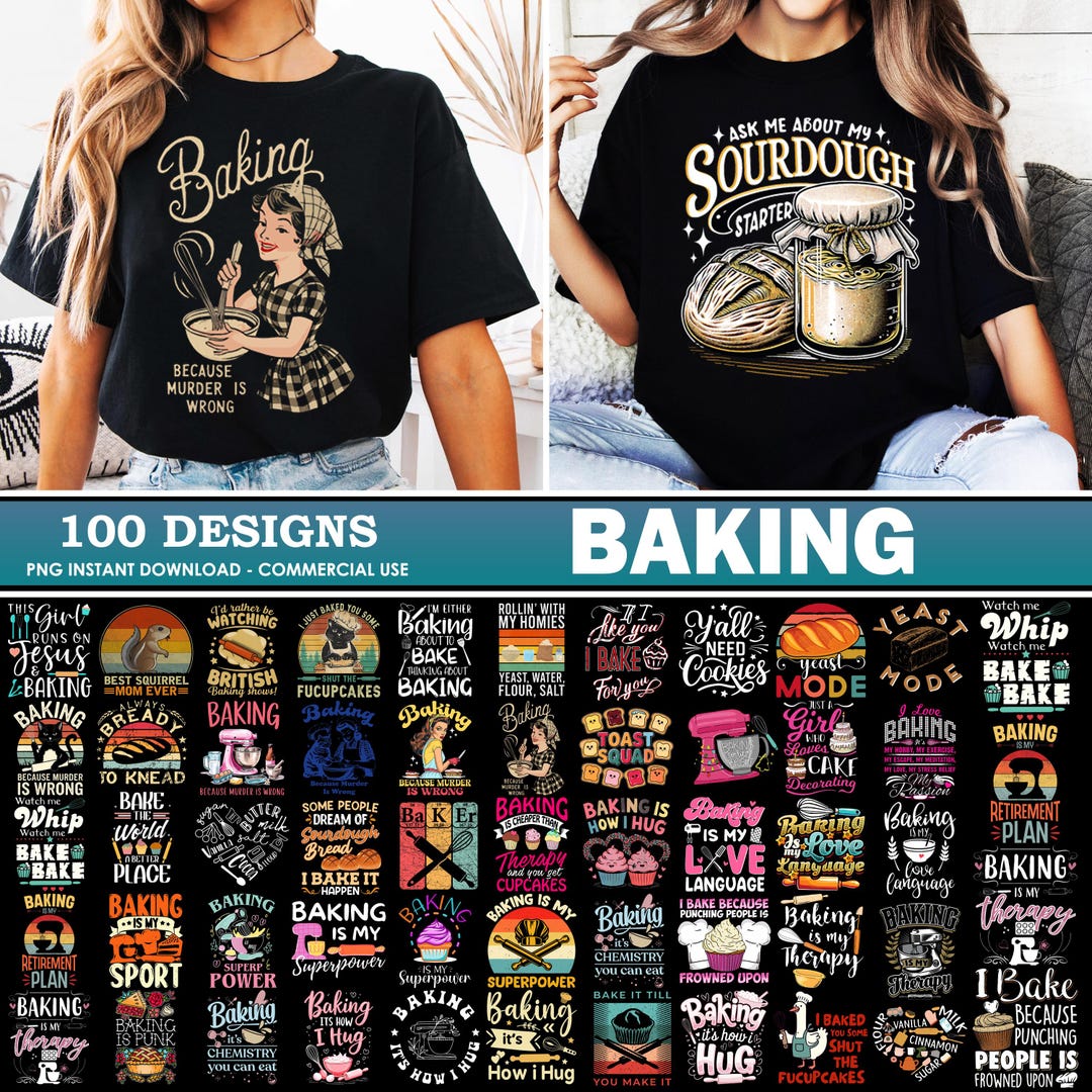 100 Retro Baker Bundle, Baking Pngs, Kitchen Graphics, Baking Quotes ...