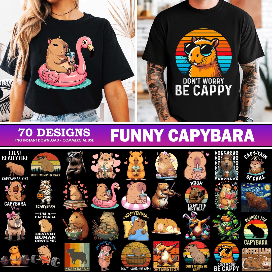 70 Funny Capybara Bundle Png, Capybara Funny Quotes Png, Cute Capybara ...