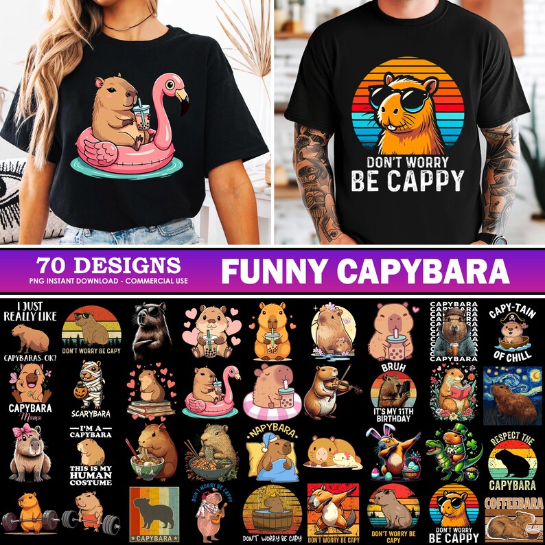 70 Funny Capybara Bundle Png, Capybara Funny Quotes Png, Cute Capybara ...