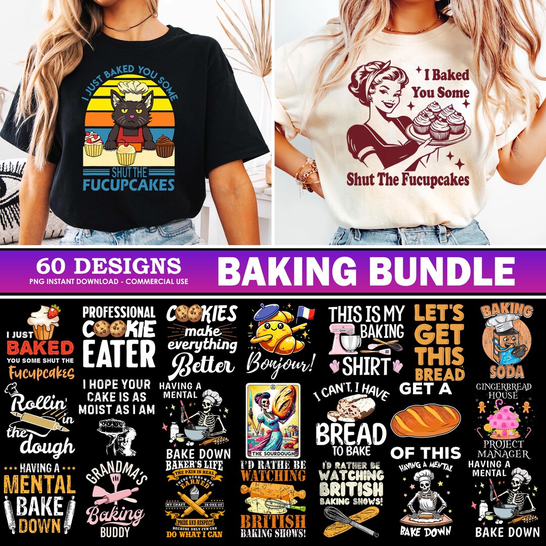60 Retro Baker Bundle, Baking Pngs, Kitchen Graphics, Baking Quotes ...