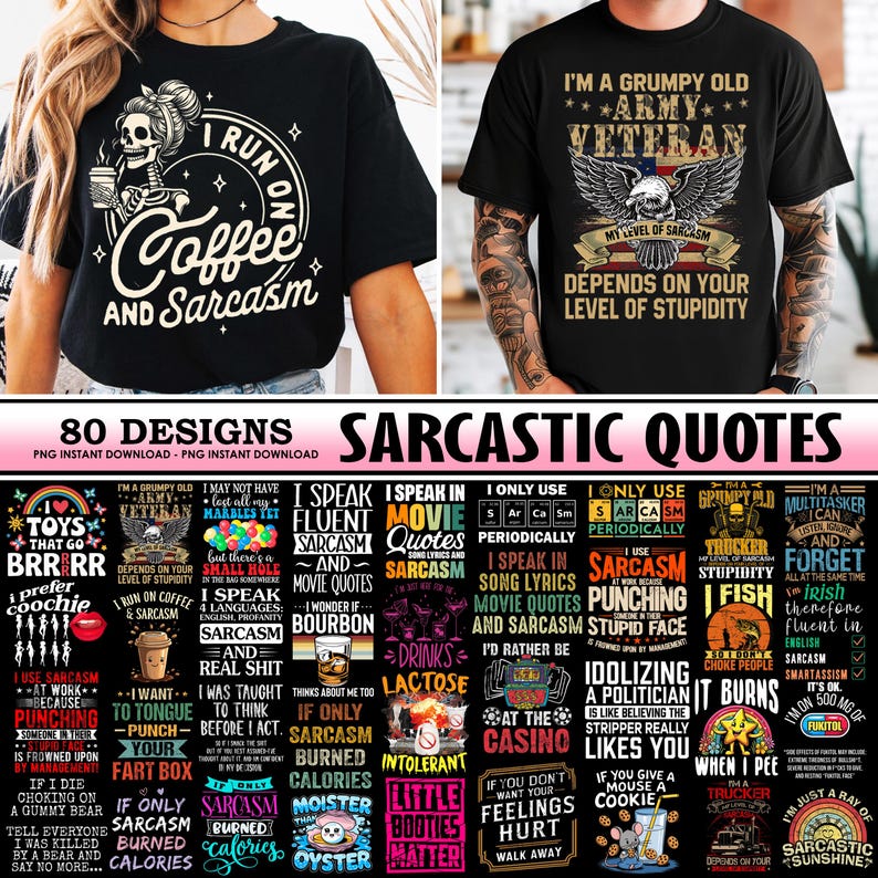 60 Sarcastic Png Bundle, Funny Png Designs, Sarcasm Png, Sarcastic ...