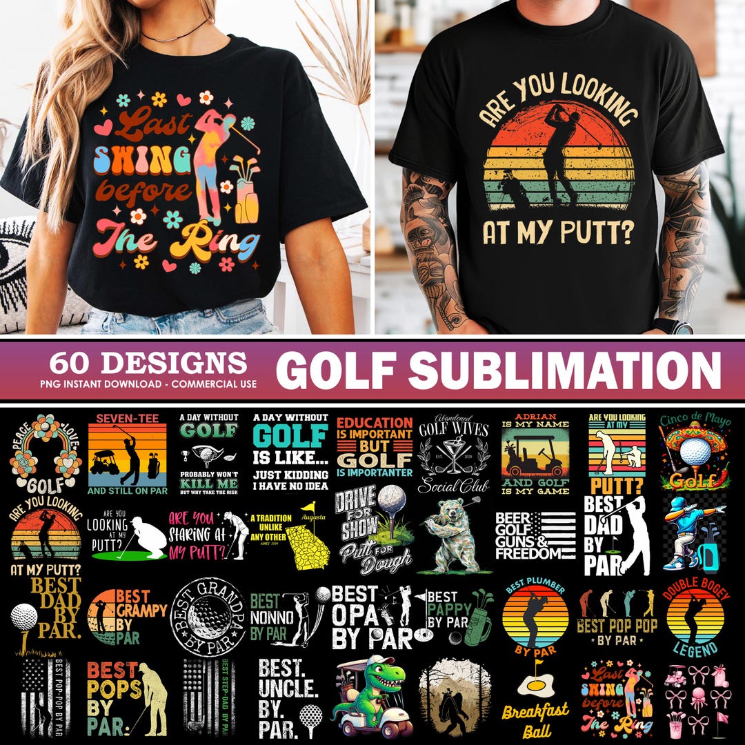 60 Golf PNG Bundle, Golf Shirt Design, Golf Sublimation Design, Golf ...