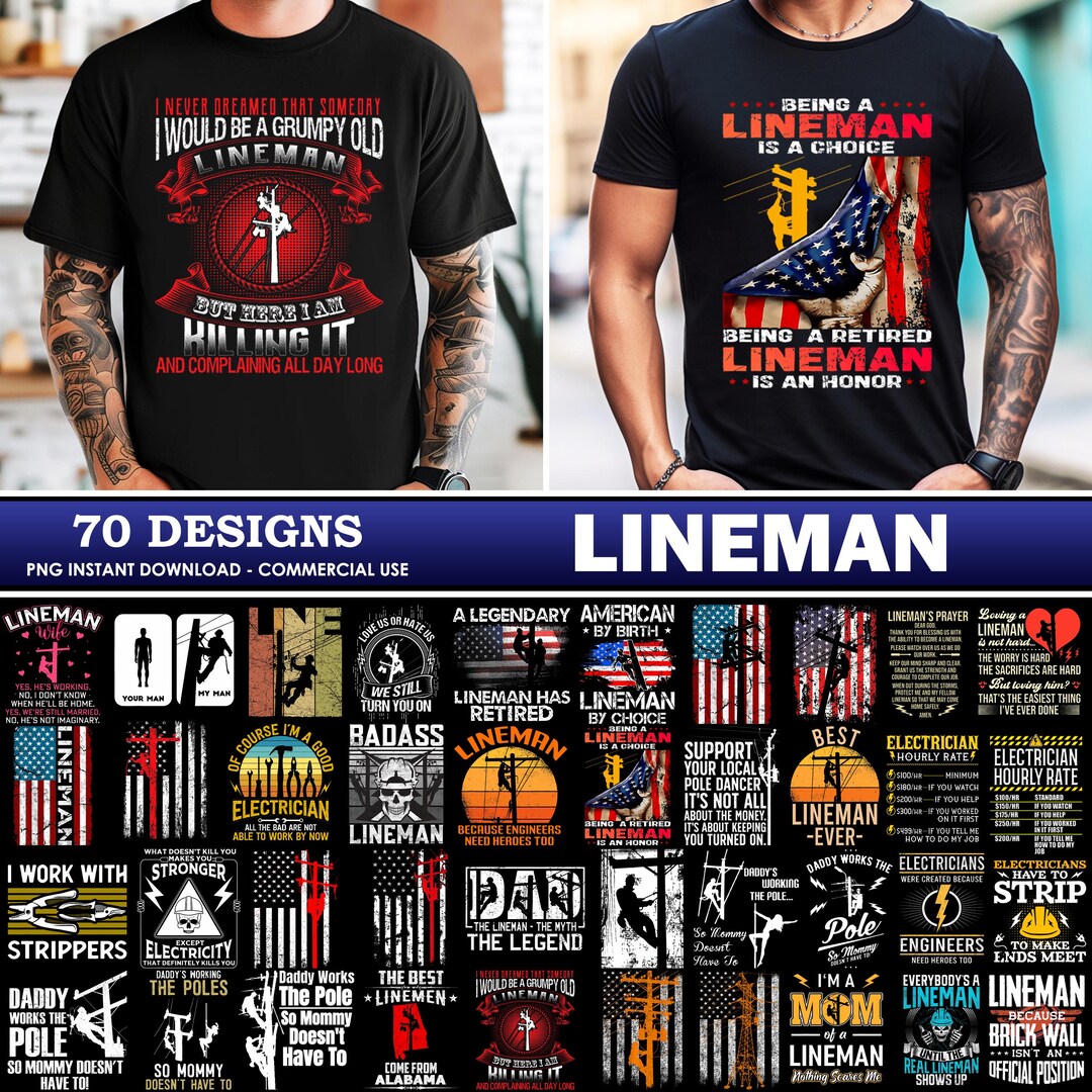 70 Lineman Png Bundle, Lineman Daddy Png, Lineman Shirt Designs ...