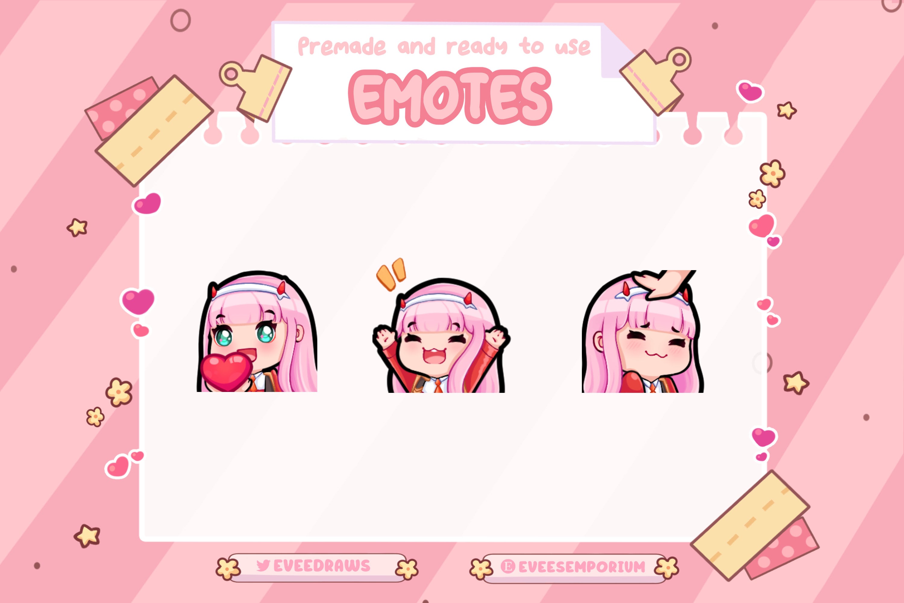 Cute Zero Two Emotes / Emojis for Twitch Streamers Youtubers - Etsy Canada