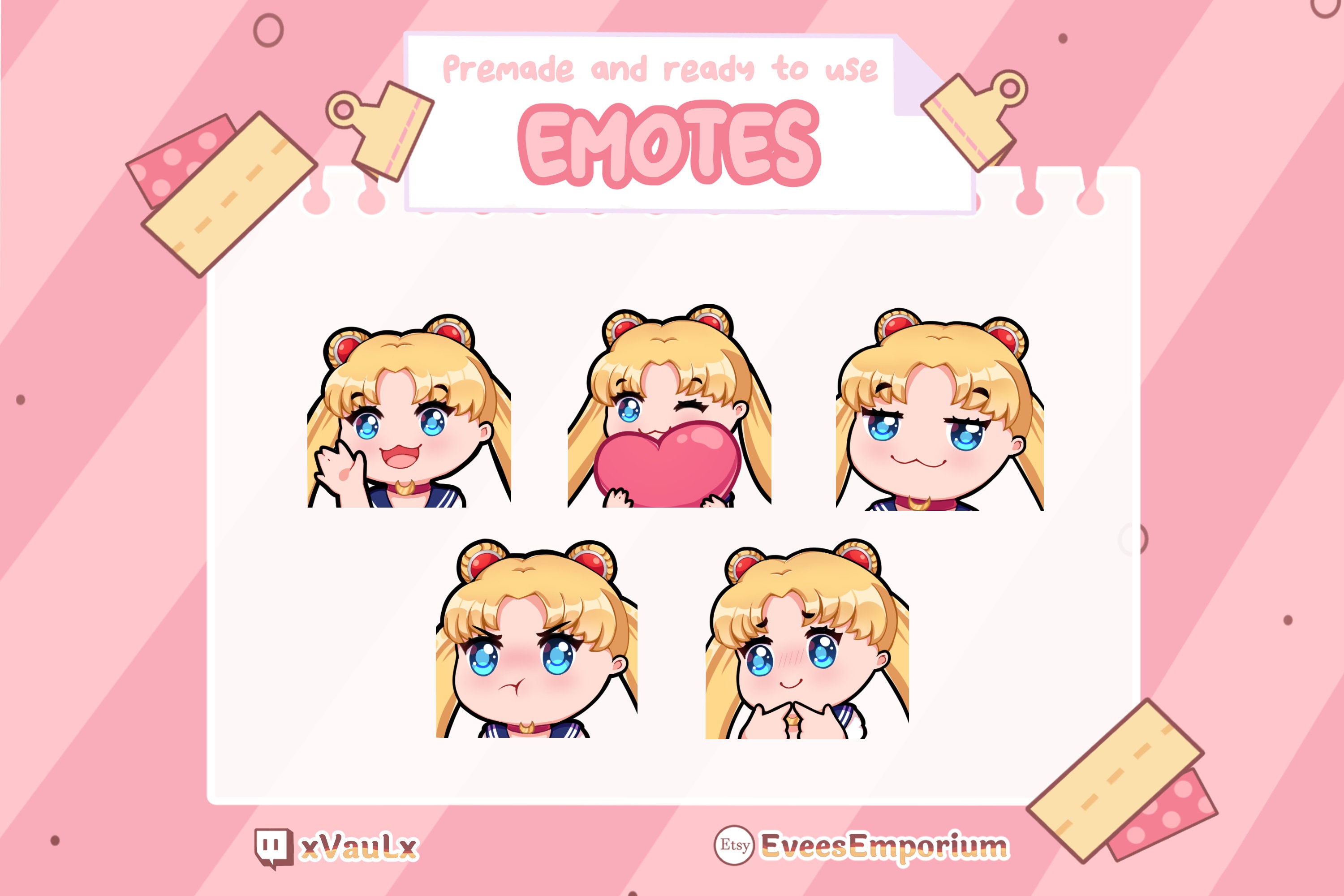 Cute Sailor Moon Emotes / Emojis for Twitch Streamers - Etsy Australia