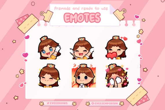 Cute Princess Daisy Emotes / Emojis for Twitch Streamers | Etsy