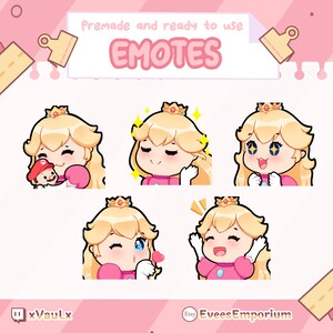 Cute Princess Peach Emotes / Emojis for Twitch Streamers, Youtubers ...