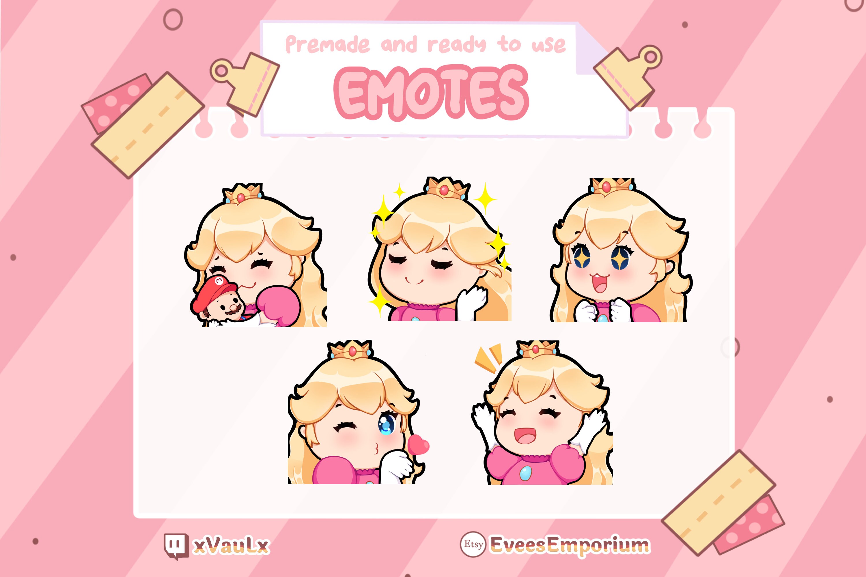 Cute Princess Peach Emotes / Emojis for Twitch Streamers - Etsy Canada