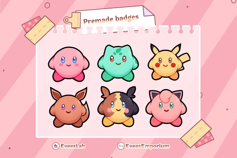 Cute Pokemon Sub Badges / Bit Badges for Twitch Streamers, Youtubers ...