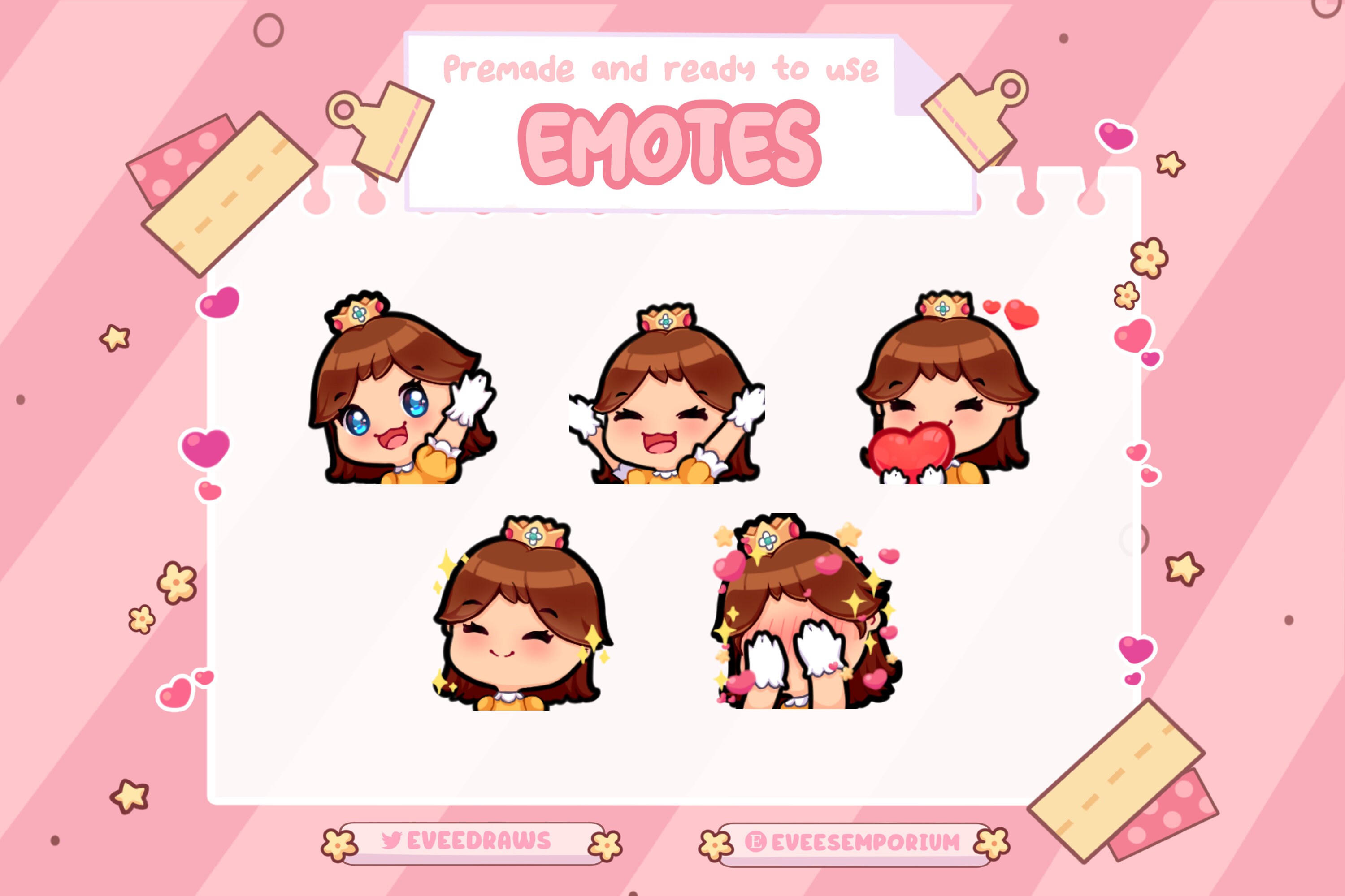 Cute Princess Daisy Emotes / Emojis for Twitch Streamers, Youtubers ...