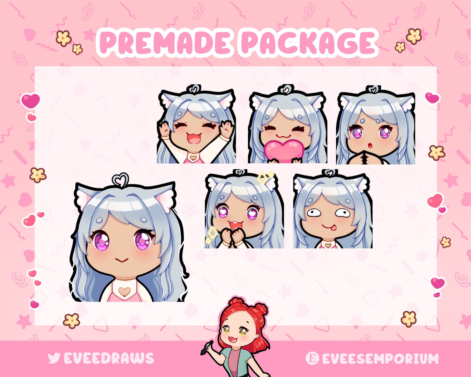 Cute Chibi Girl Pngtuber Package Set for Twitch Streamers, Youtubers ...