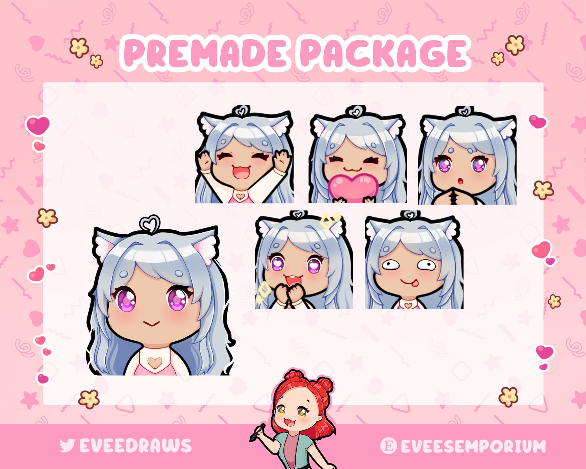 Cute Chibi Girl Pngtuber Package Set for Twitch Streamers, Youtubers ...