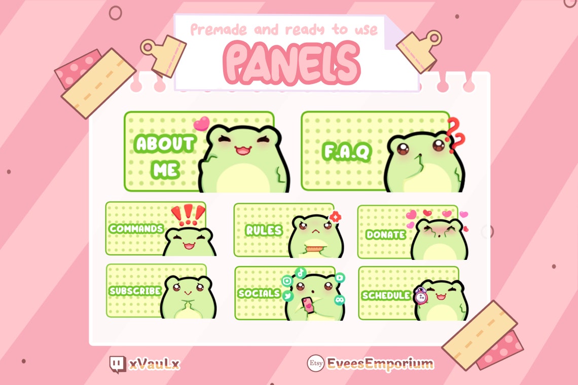 Cute Frog Panels for Twitch Streamers Youtubers Discord - Etsy Canada