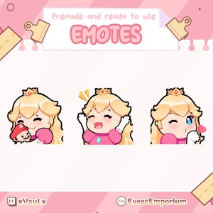 Cute Princess Peach Emotes / Emojis for Twitch Streamers, Youtubers ...
