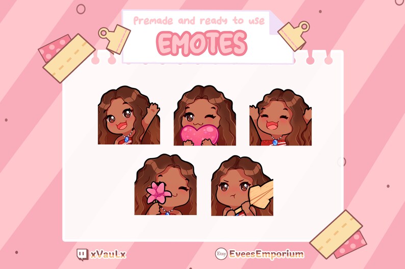 Cute Moana Emotes / Emojis for Twitch Streamers Youtubers - Etsy Canada