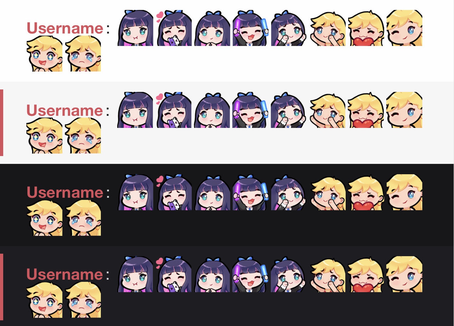 Cute Panty and Stocking Emotes / Emojis for Twitch Streamers, Youtubers ...