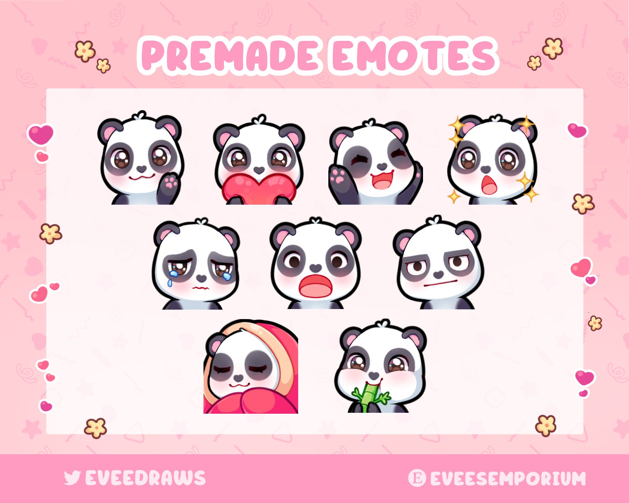 Cute Panda Emotes Emojis For Twitch Streamers Youtubers Etsy Israel