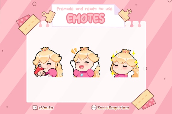 Cute Princess Peach Emotes / Emojis for Twitch Streamers | Etsy