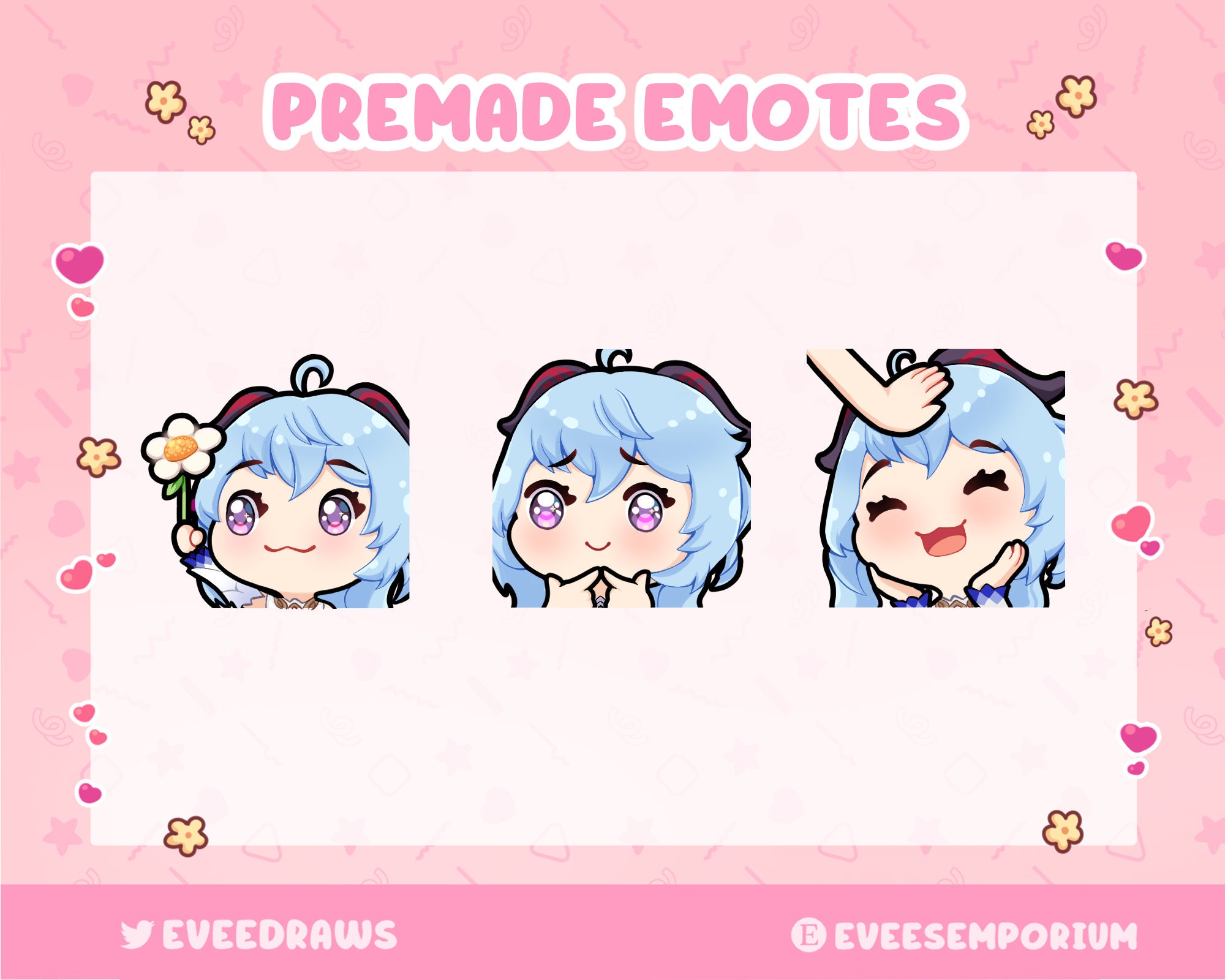 Cute Ganyu Emotes / Emojis for Twitch Streamers, Youtubers, Discord ...