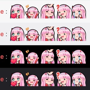 Cute Zero Two Emotes / Emojis for Twitch Streamers, Youtubers, Discord ...