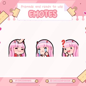 Cute Zero Two Emotes / Emojis for Twitch Streamers Youtubers - Etsy Canada