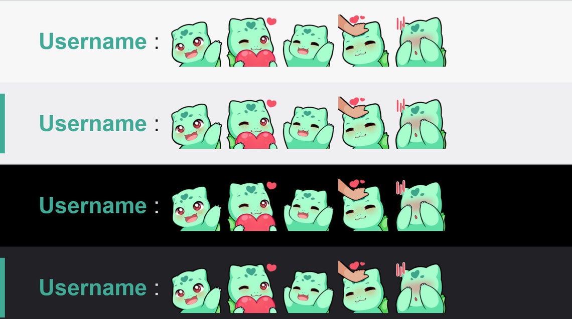 Cute Bulbasaur Emotes / Emojis for Twitch Streamers, Youtubers, Discord ...