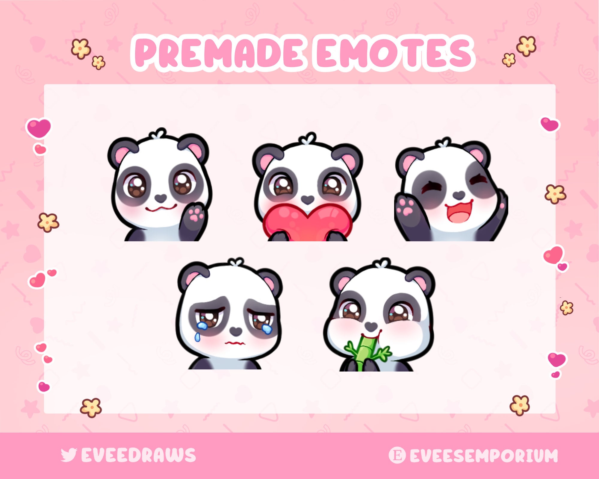 Raid Emote for streamer Cute Kawaii Panda Sub Emoji Twitch Emote Panda ...