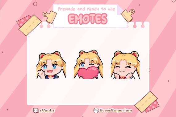 Cute Sailor Moon Emotes / Emojis for Twitch Streamers - Etsy Finland