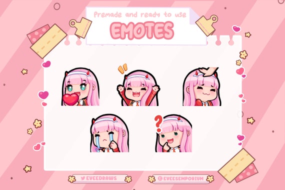 Cute Zero Two Emotes / Emojis for Twitch Streamers Youtubers | Etsy