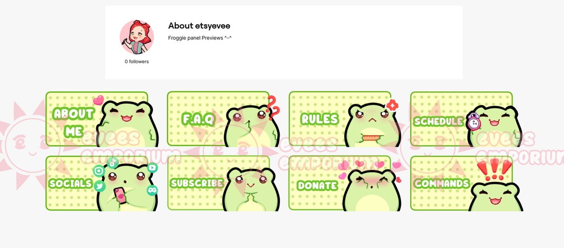 Cute Frog Panels for Twitch Streamers, Youtubers, Discord - Instant ...