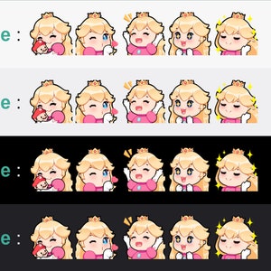 Cute Princess Peach Emotes / Emojis for Twitch Streamers, Youtubers ...