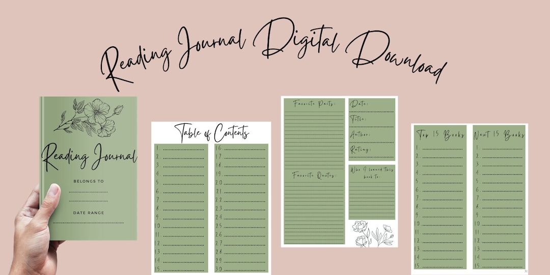 Sage Green Reading Journal: Printable Book Tracker (digital Download ...