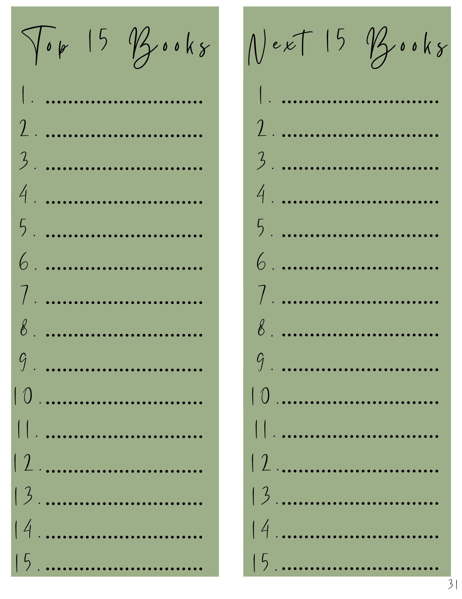Sage Green Reading Journal: Printable Book Tracker (digital Download ...