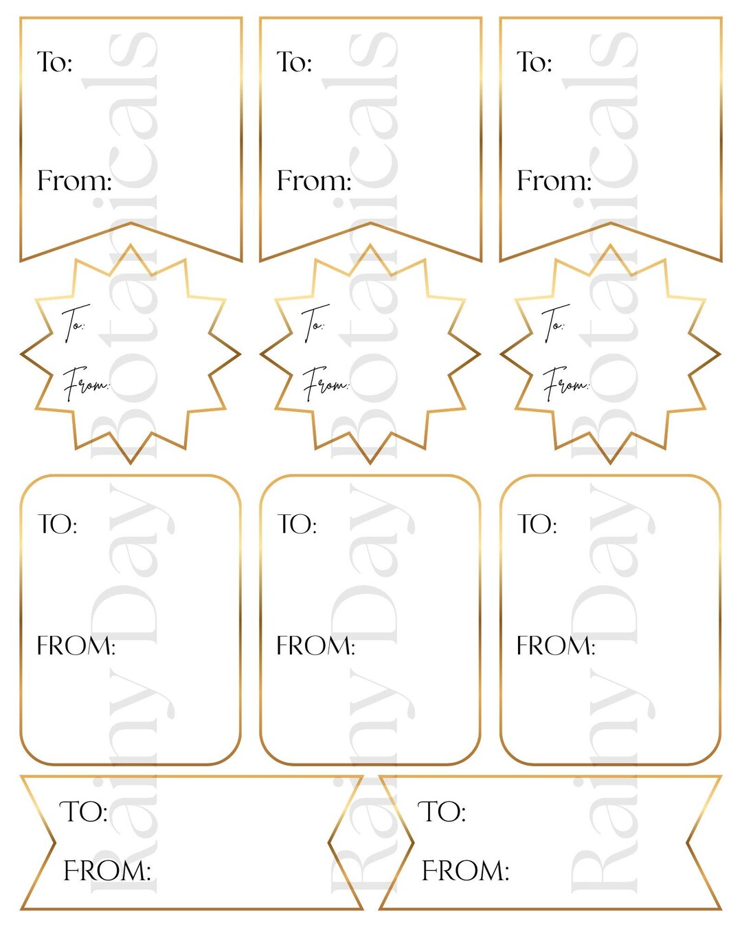 Printable Christmas Gift Tags: to and From Holiday Designs (PDF) - Etsy