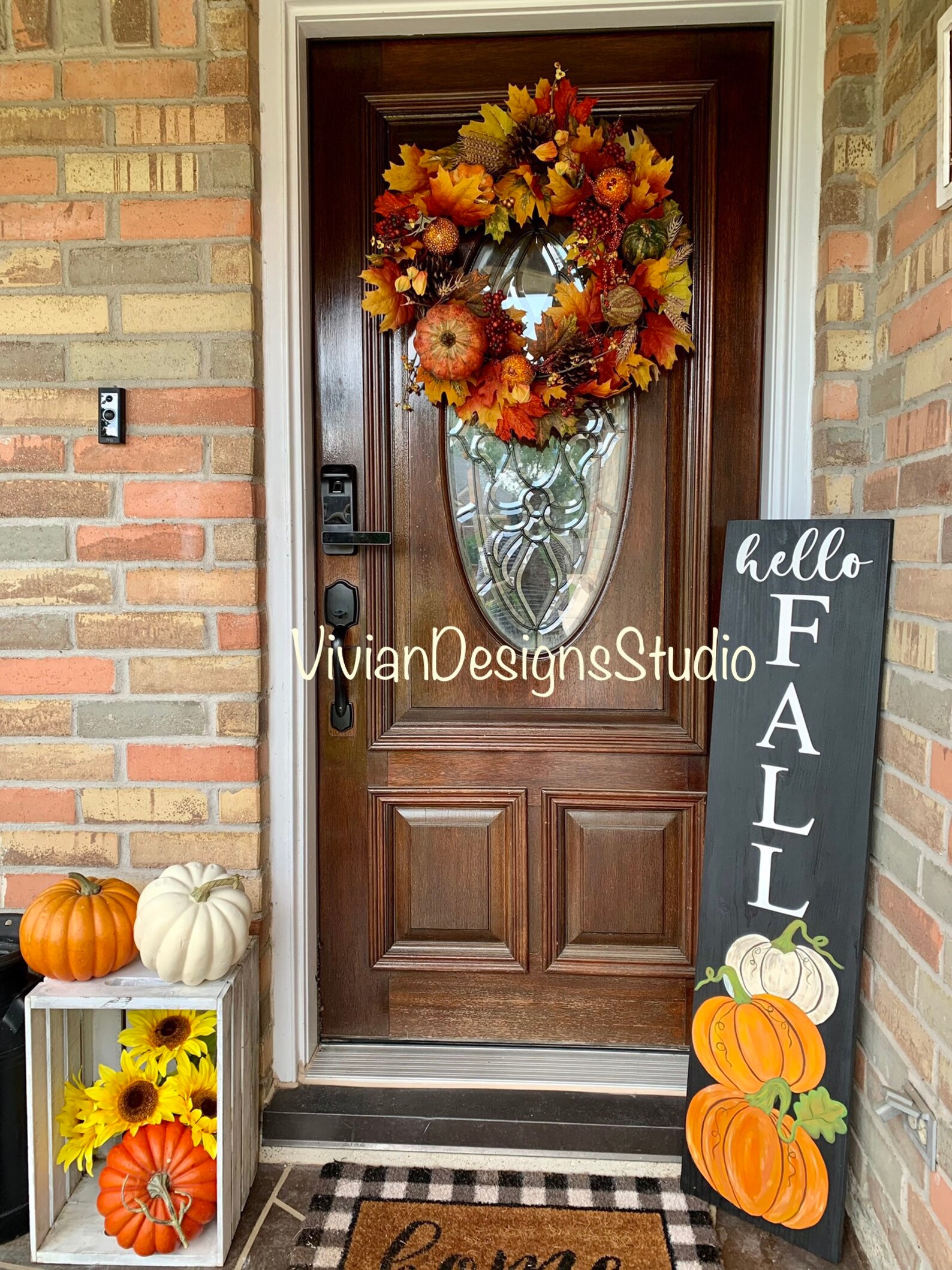 Hello Fall Porch Leanerfront Porch Sign Fall Sign Sunflower - Etsy
