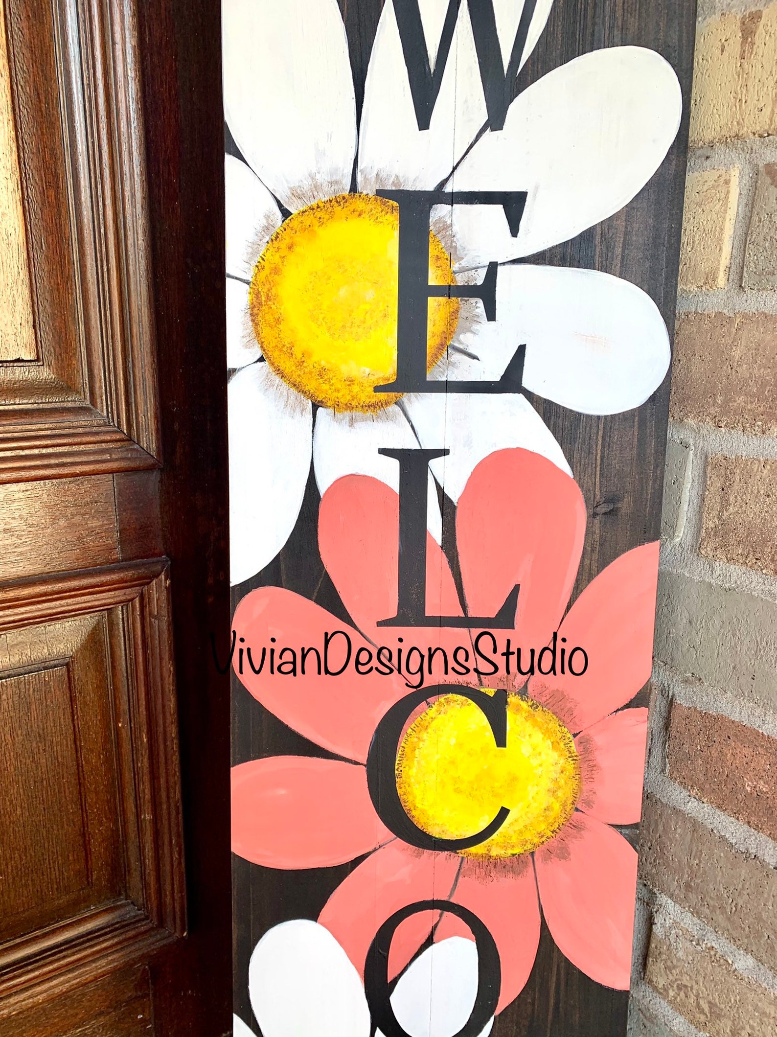 Spring Flowers Welcome Porch Leaner Handpainted Spring Sign, Spring ...