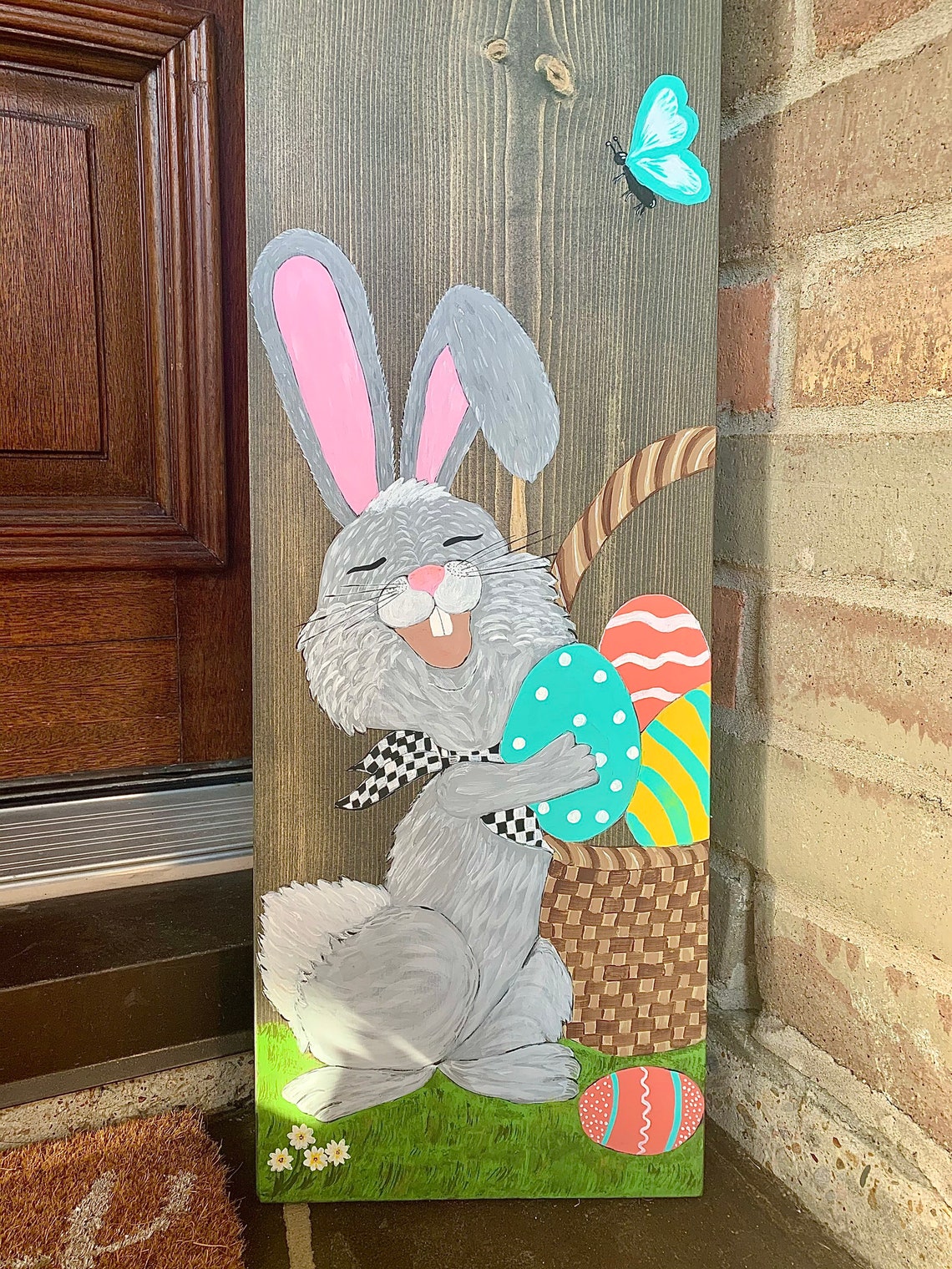 Hello Spring Porch Leaner spring Porch Signeaster Bunny - Etsy