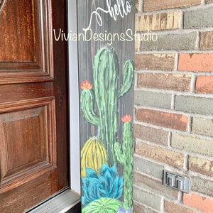 Spring Porch Leaner Sign Succulent Plants Hello Porch Leaner, Spring ...