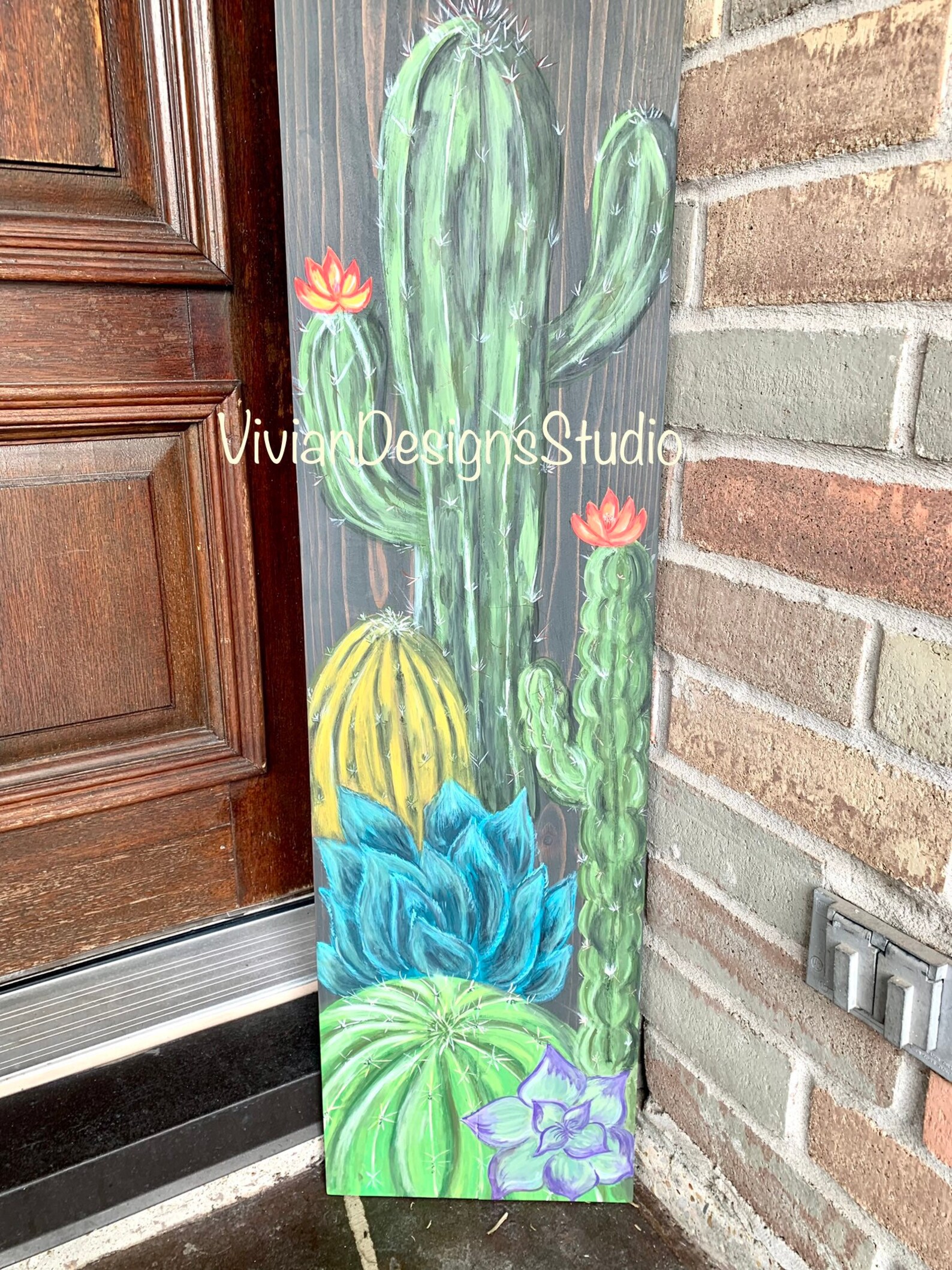 Spring Porch Leaner Sign Succulent Plants Hello Porch Leaner - Etsy