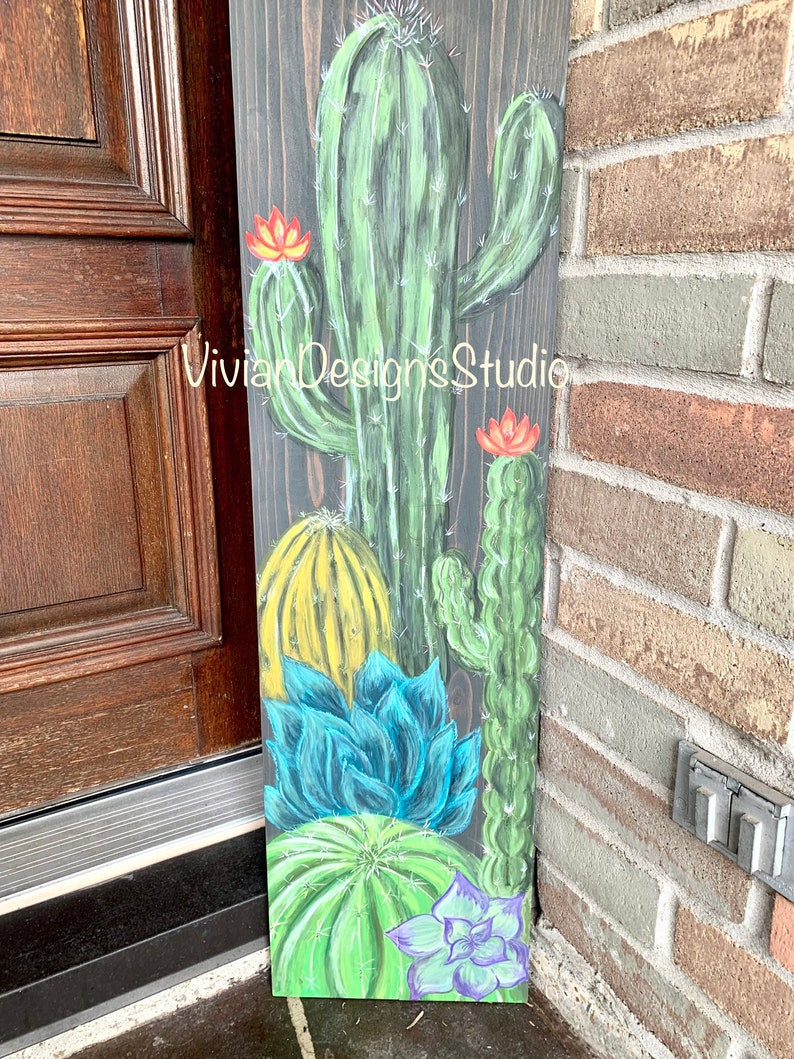 Spring Porch Leaner Sign Succulent Plants Hello Porch Leaner - Etsy