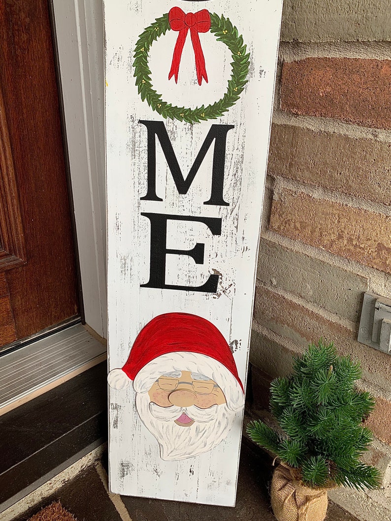 Welcome Porch Leaner Christmas Sign Santa Claus Christmas Home | Etsy