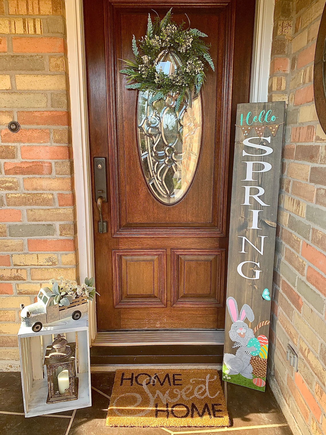 Hello Spring Porch Leaner spring Porch Signeaster Bunny - Etsy