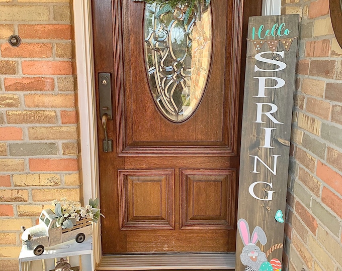 Hello Spring Porch Leaner spring Porch Signeaster Bunny - Etsy