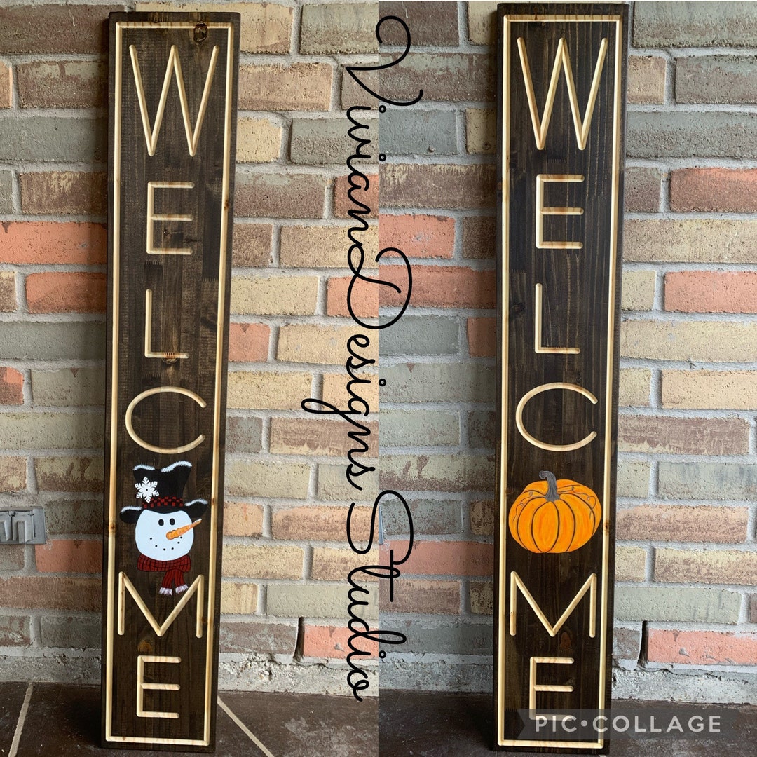 Porch Leaner Fall Winter Sign Double Sided Porch Leaner “welcome ...