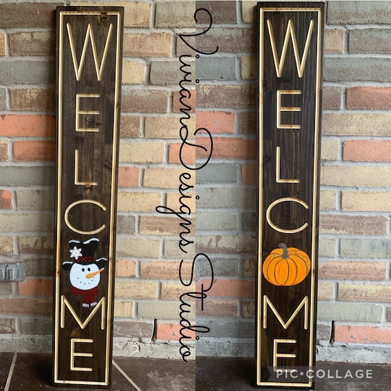 Porch Leaner Fall Winter Sign Double Sided Porch Leaner - Etsy