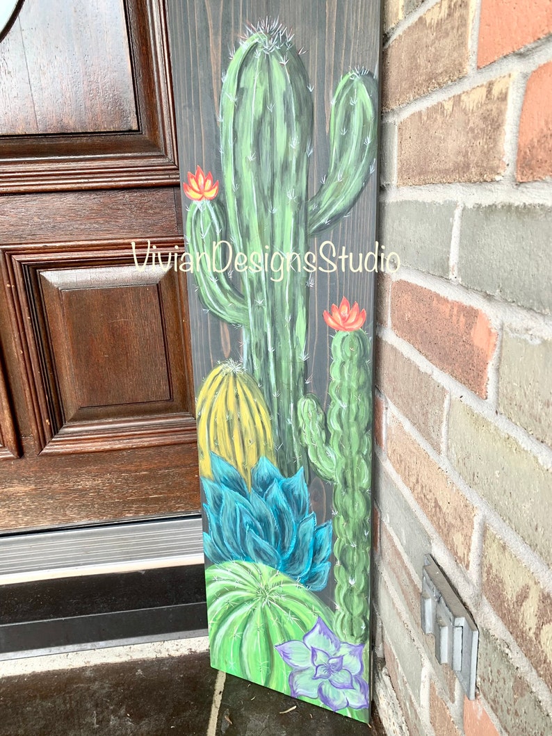 Spring Porch Leaner Sign Succulent Plants Hello Porch Leaner - Etsy
